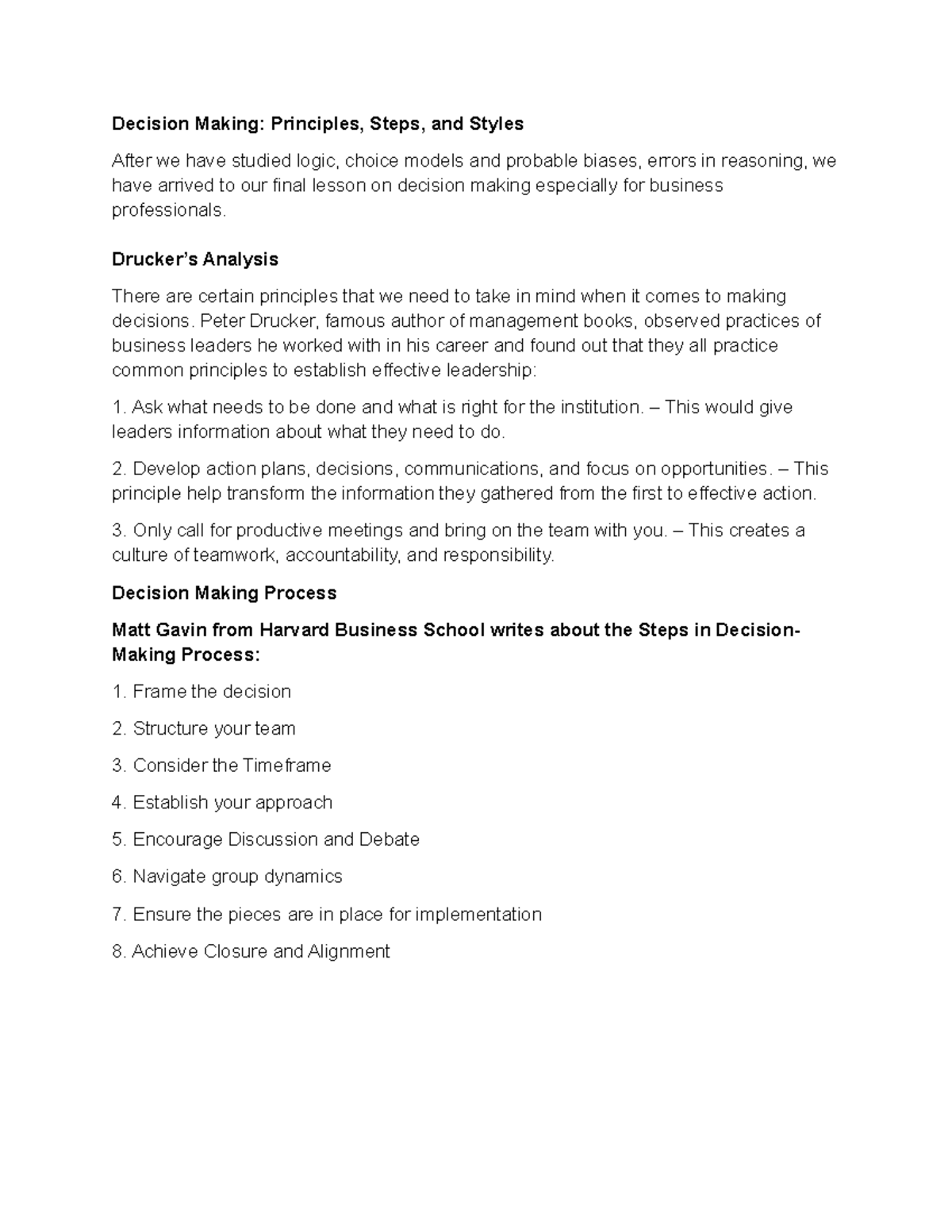 Unit 12 Decision Making - Decision Making: Principles, Steps, and ...