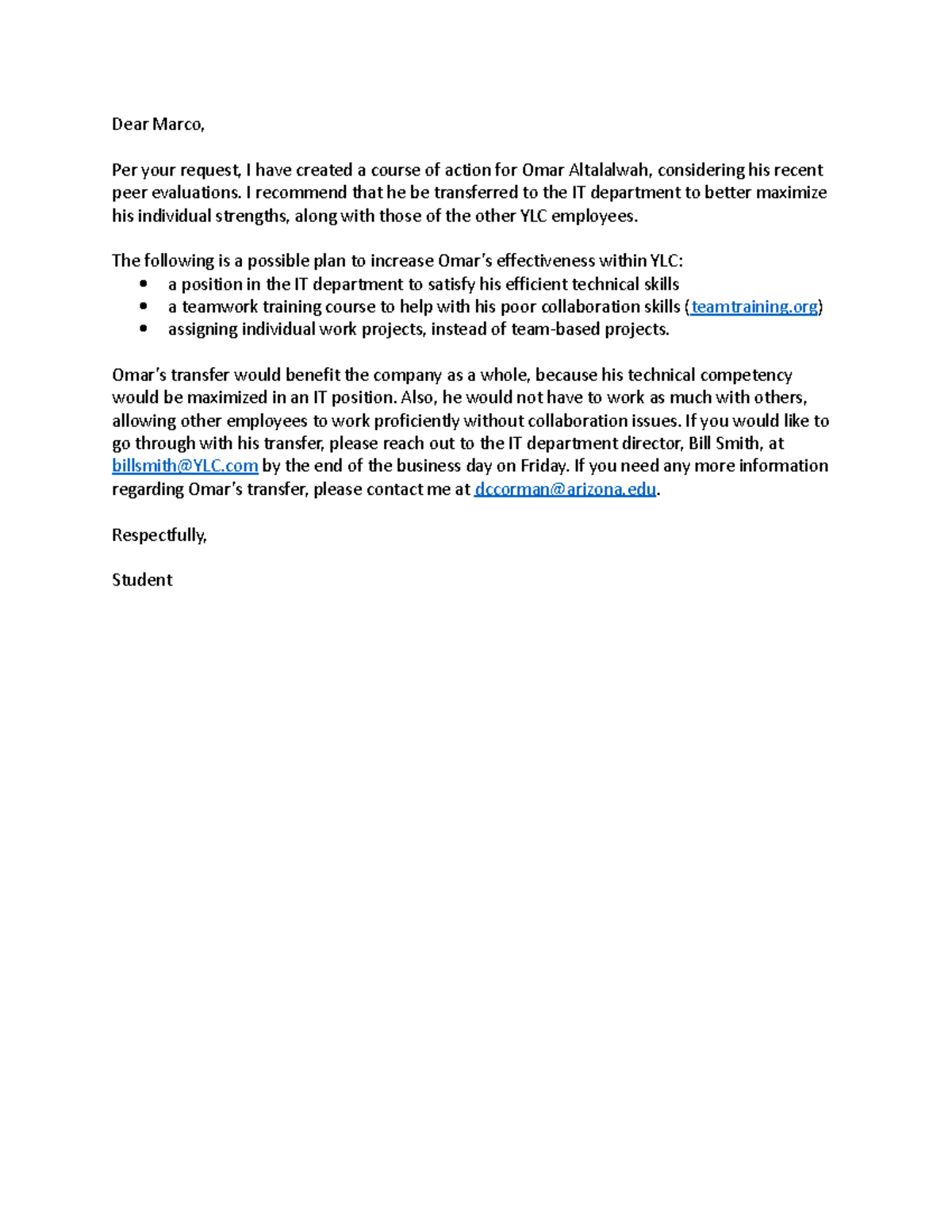 Direct Persuasive Email - Dear Marco, Per your request, I have created ...