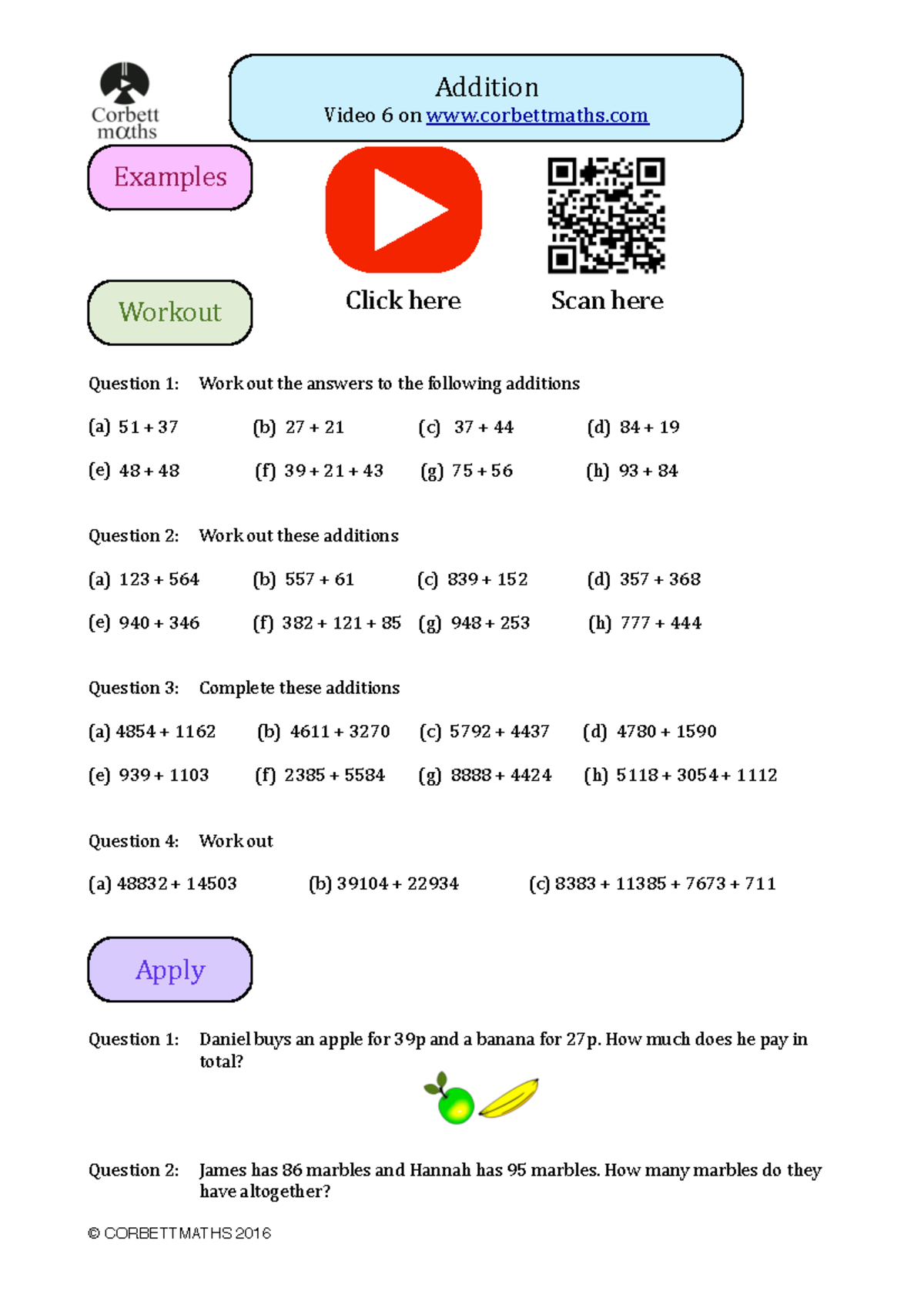 Addition-pdf4 - Addition-pdf4 - ! Addition Video 6 on corbettmaths ...