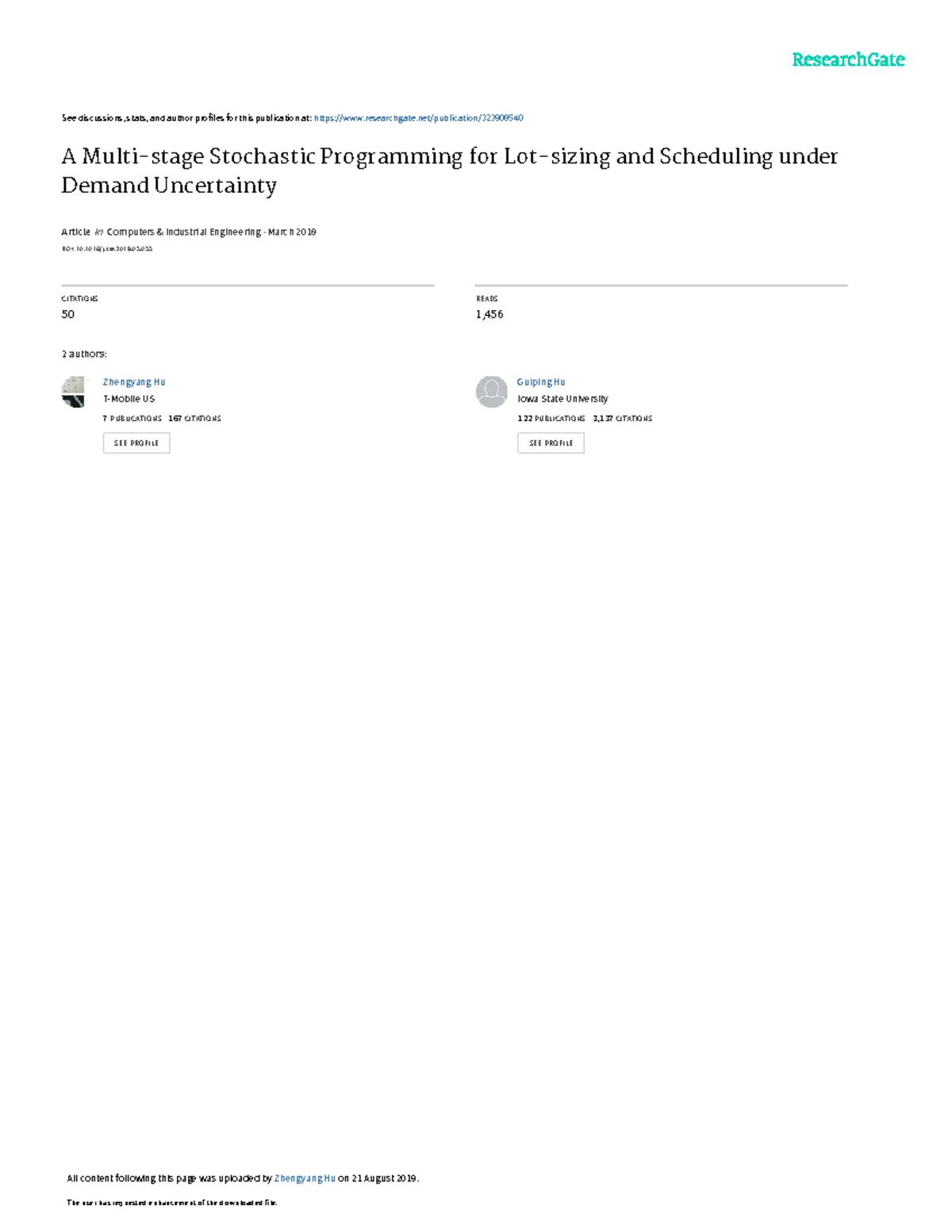 AMulti-stage Stochastic Programmingfor Lot-sizingand Schedulingunder ...