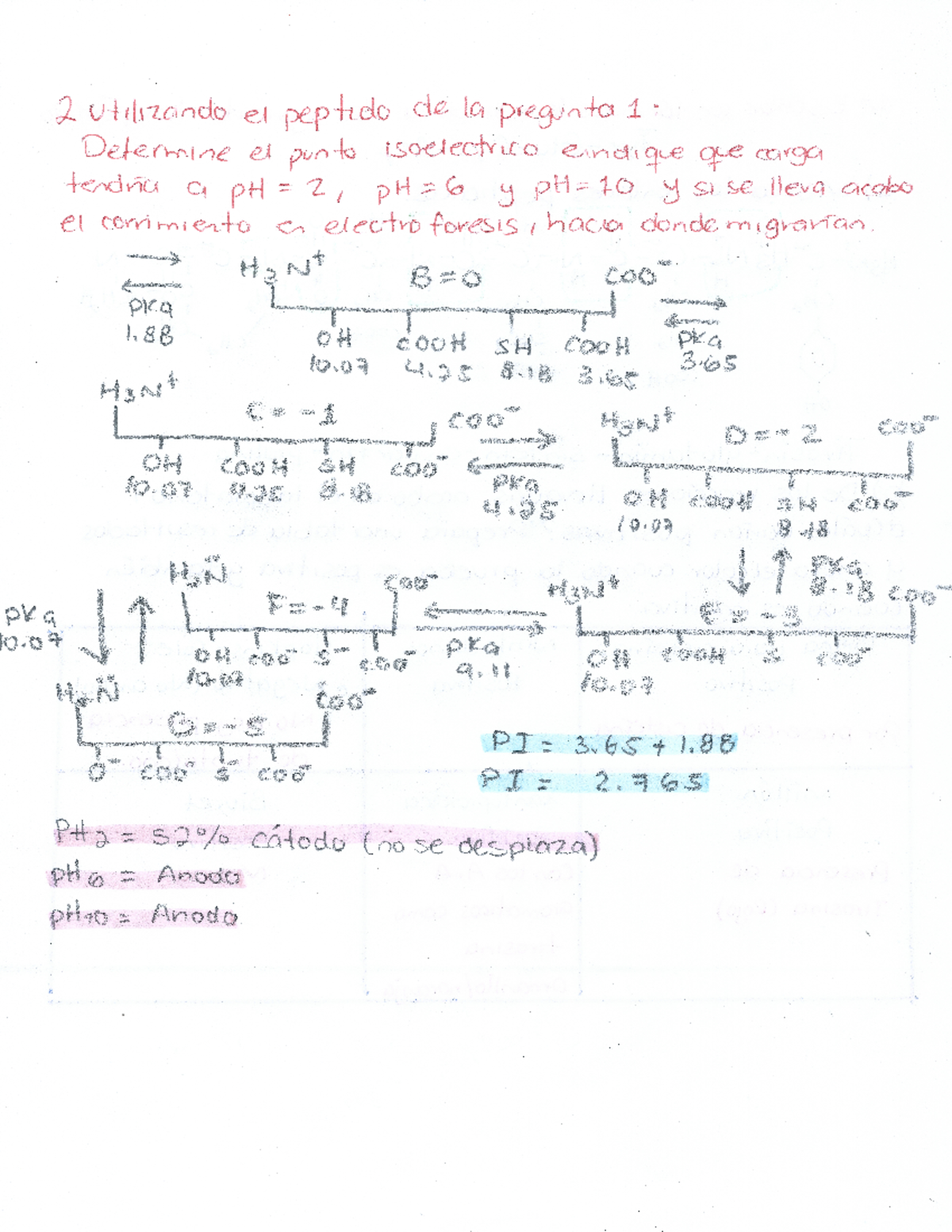 Integración 3 - 2 utilizando el peptido dela pregunta 1 : Determine el punto isoelectrico ...