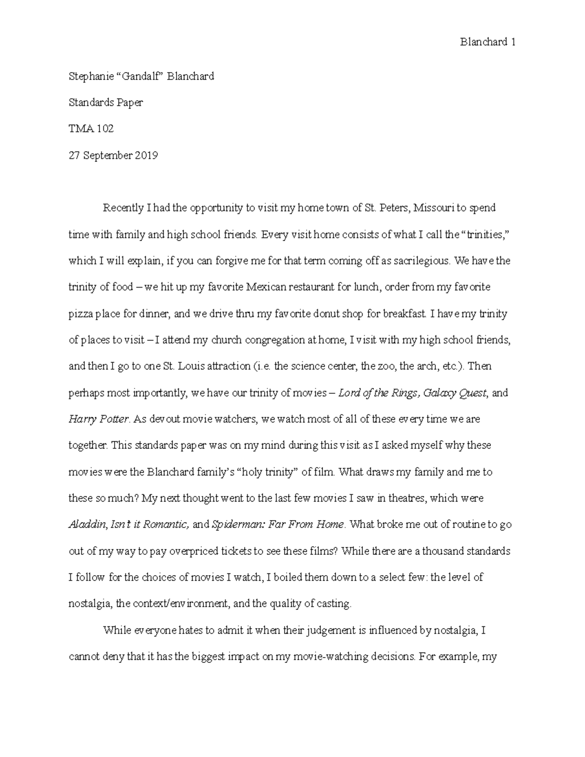 Standards paper - Stephanie “Gandalf” Blanchard Standards Paper TMA 102 ...