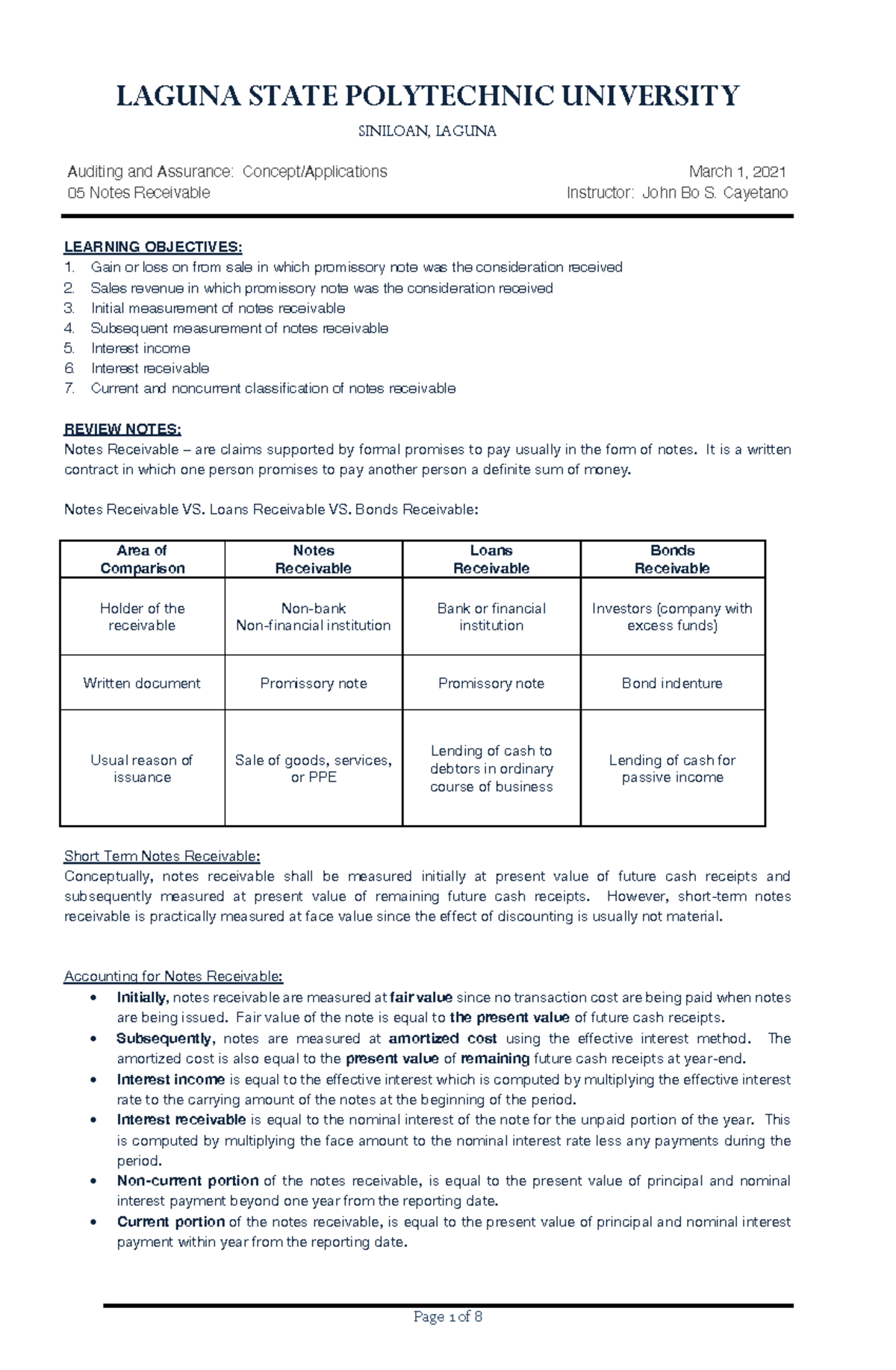 Assignment 05-Trades Notes-receivable - LAGUNA STATE POLYTECHNIC ...