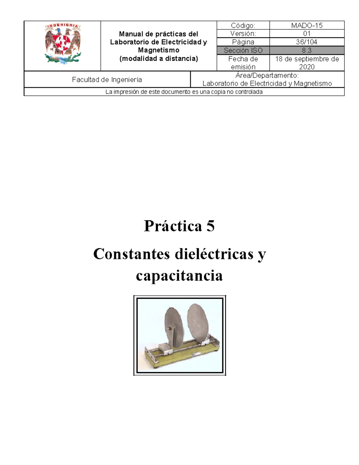 Practica 05 - Solo Práctica - Manual de prácticas del Laboratorio de Electricidad y Magnetismo ...