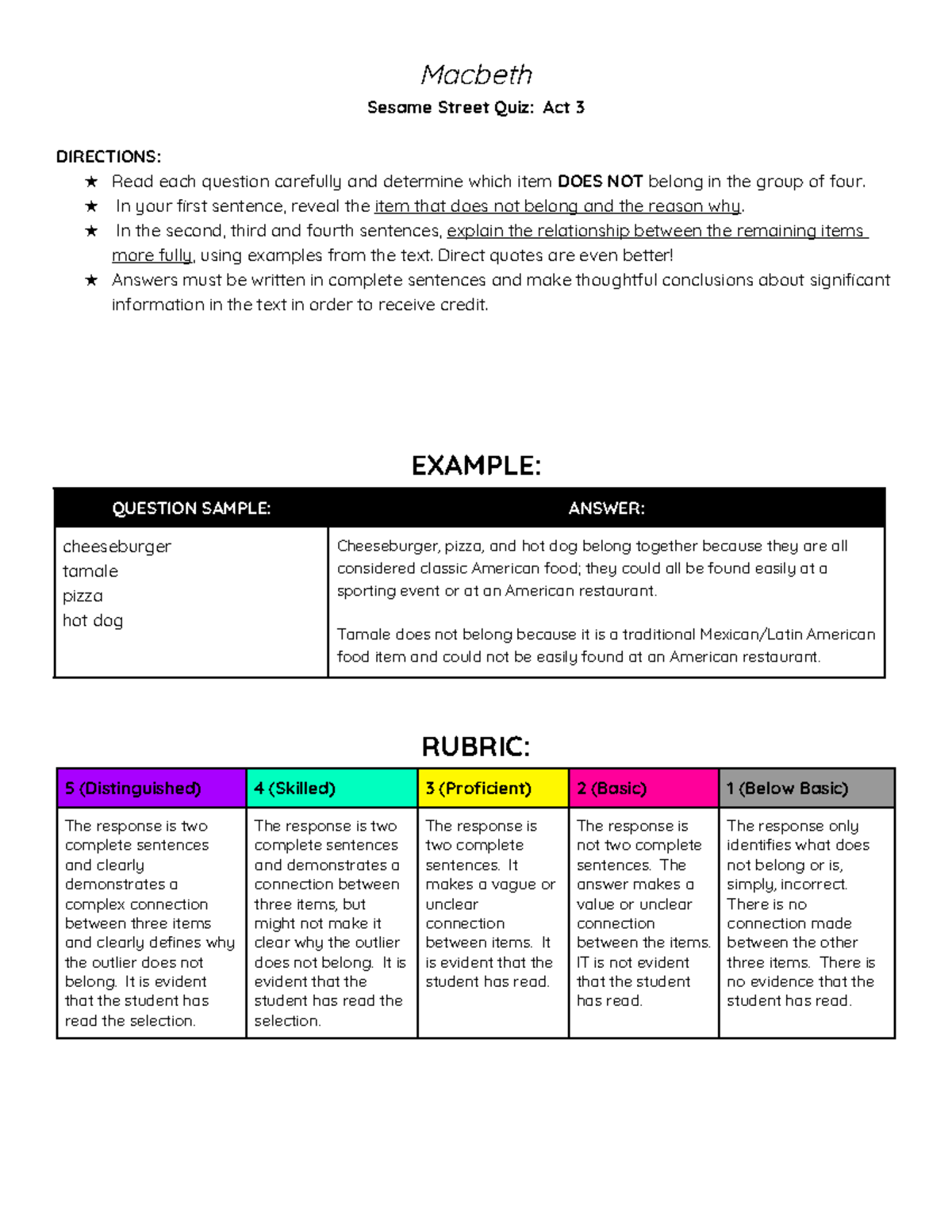 Isabel Harmon - Macbeth Sesame Street Quiz Act 3 (student) - Macbeth ...
