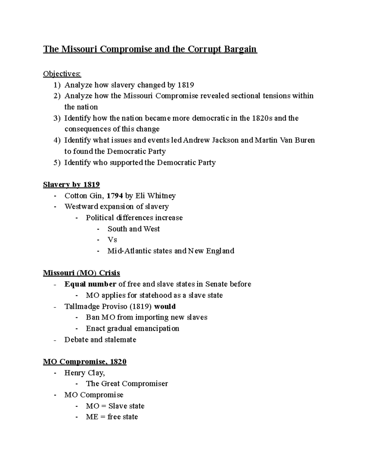 History The Missouri Compromise and the Corrupt Bargain - The Missouri ...