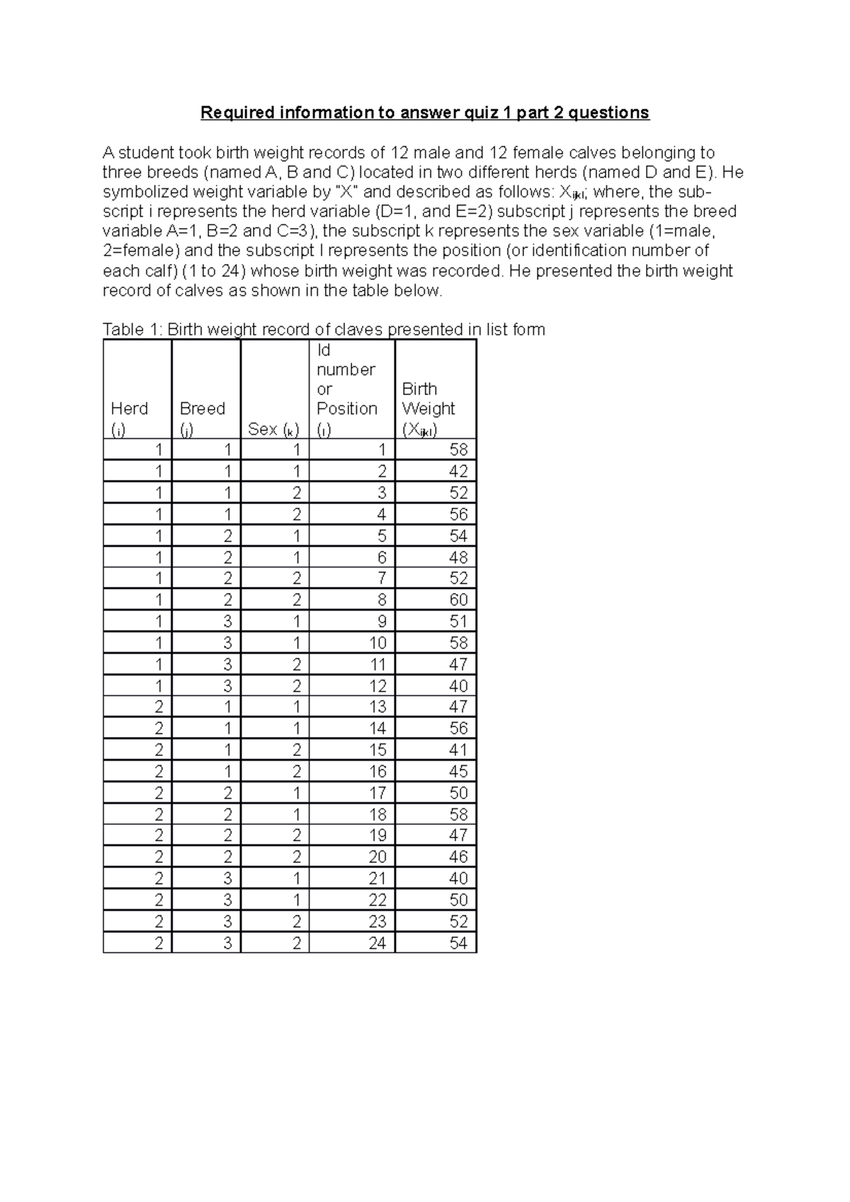 QUIZ 1 PART 2 Required information - Required information to answer ...