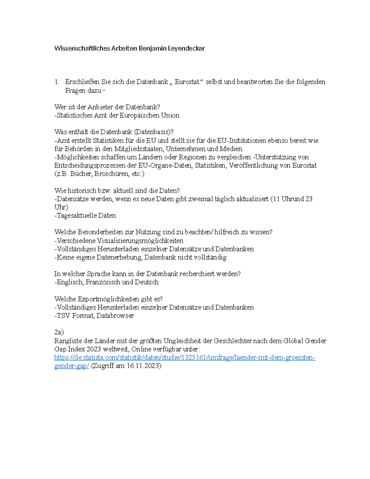 Wissenschaftliches Arbeiten Benjamin Leyendecker - Wissenschaftliches ...