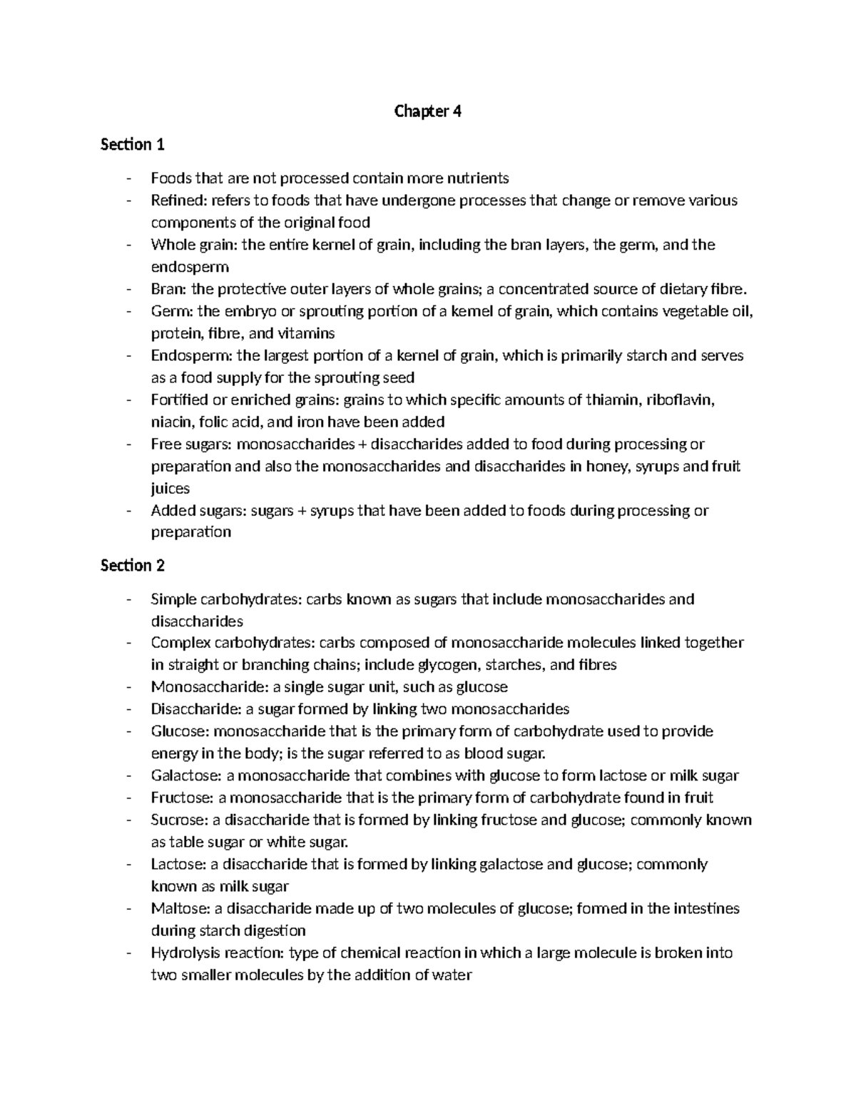 Ch 4 Notes - Chapter 4 Section 1 Foods that are not processed contain ...
