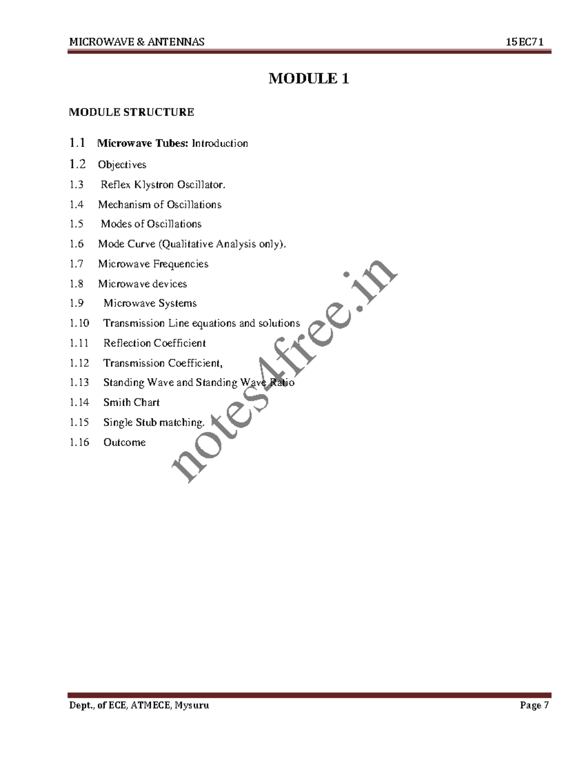 WT microwave notes - MODULE 1 MODULE STRUCTURE 1 Microwave Tubes ...
