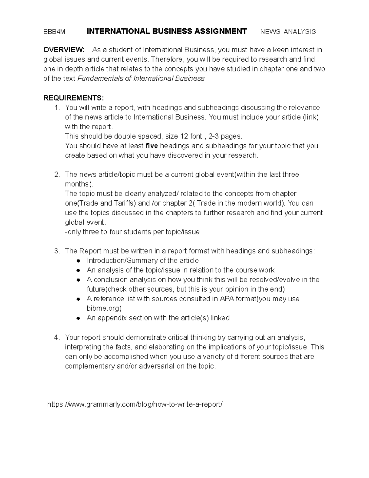 News Report - BBB4U News Analysis - BBB4M INTERNATIONAL BUSINESS ...