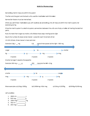 Math for Pharmacology 18 - Math for Pharmacology Converting metric ...