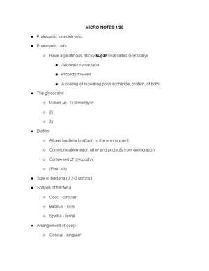 Micro midterm notes - Micro midterm notes Metabolic characteristics ...