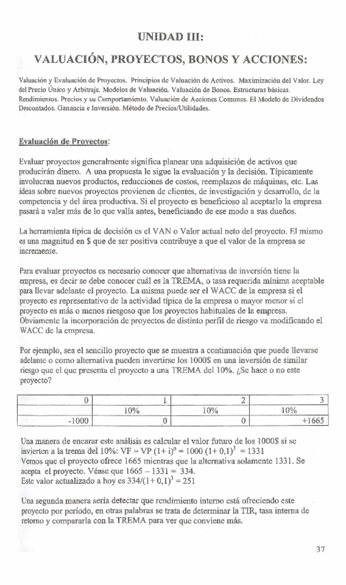 Lecciones de Ingeniería económica y finanzas. Cap. 3 - UNIDAD VALUACIÓN, PROYECTOS, BONOS Y ...