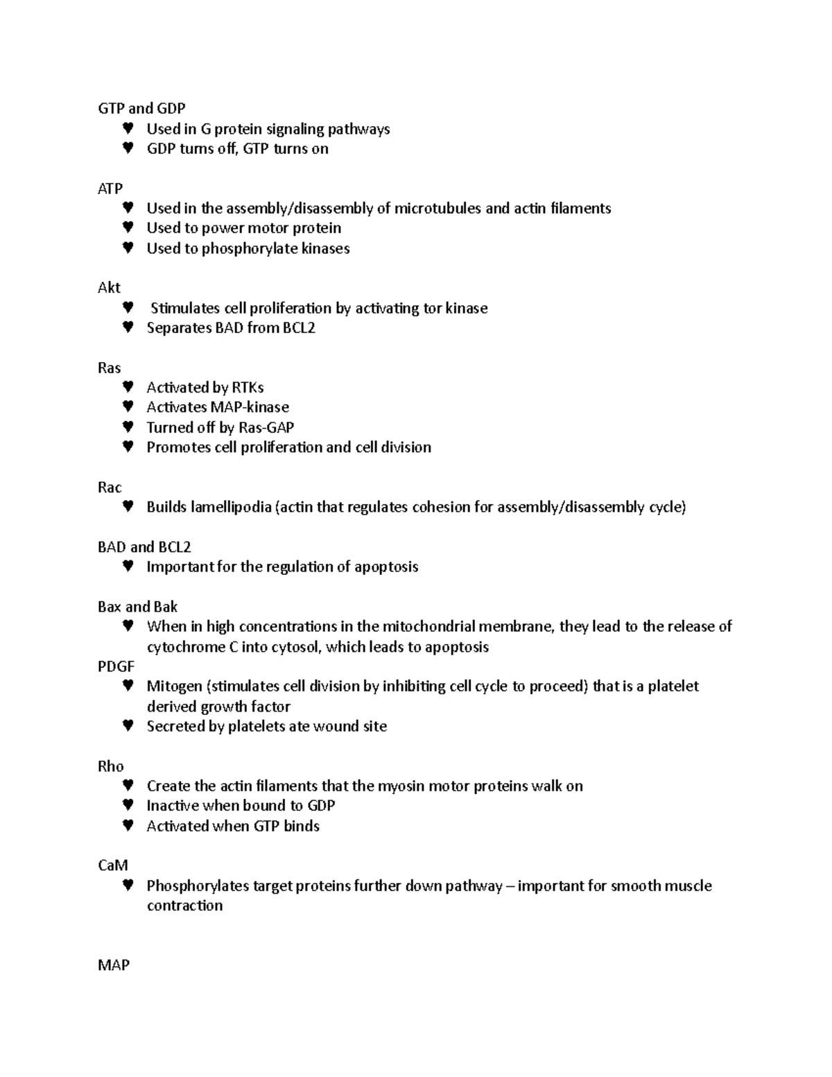 Cell bio 2 - notes from textbook and lecture - GTP and GDP Used in G ...