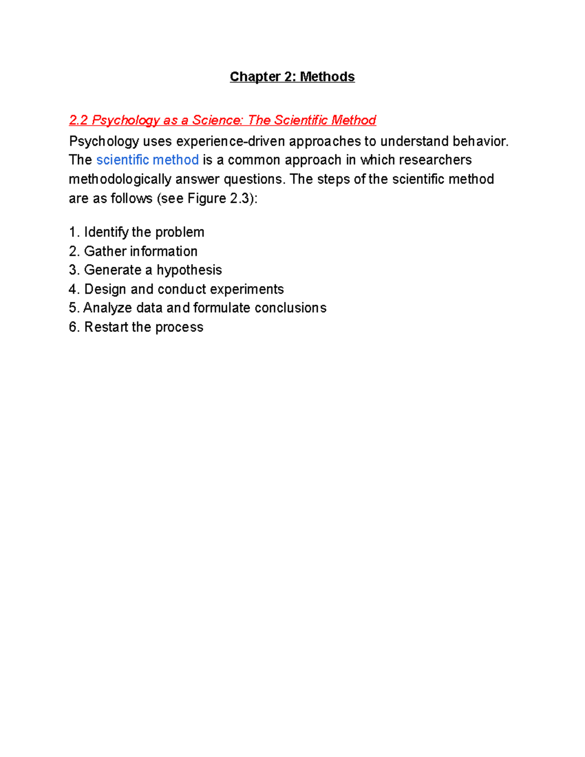 Psychology Module 2 Notes - Chapter 2: Methods 2 Psychology as a ...