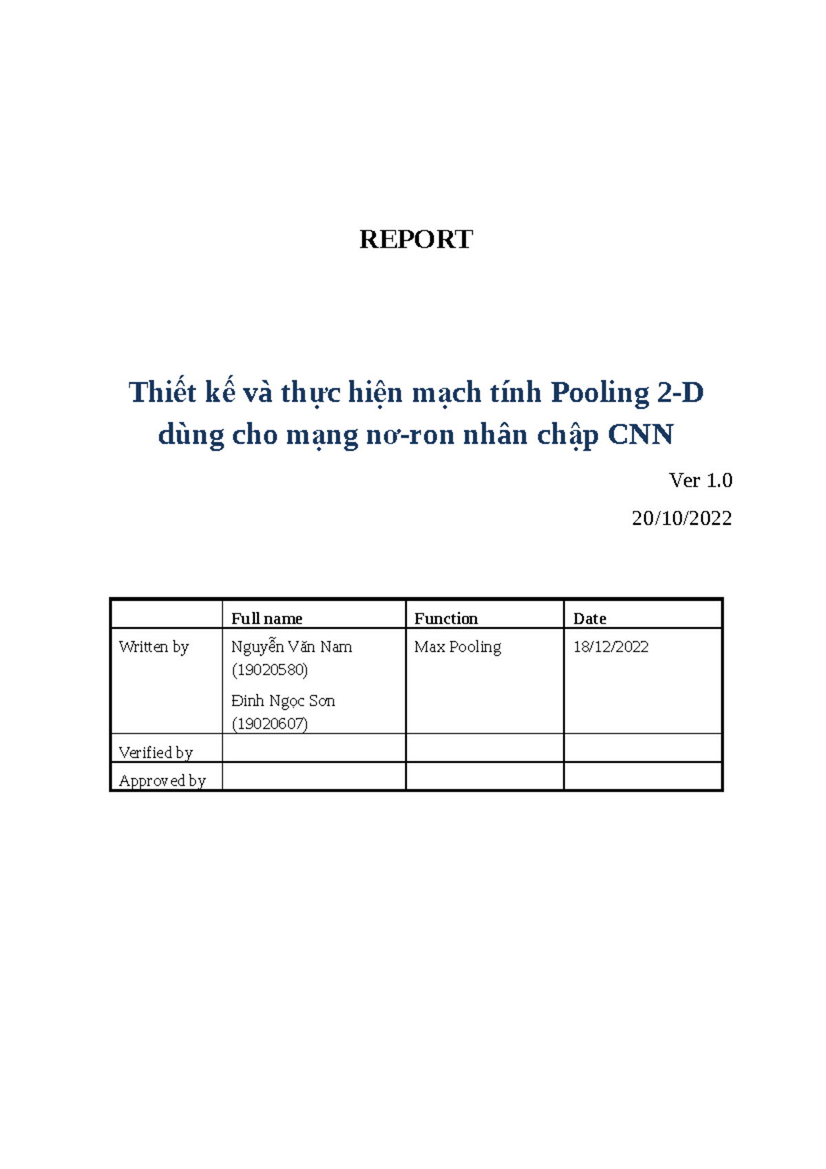 Report - Summary - REPORT Thi t kế ế và th c hi n m ch tính Pooling 2-Dự ệ ạ dùng cho m ng n ...