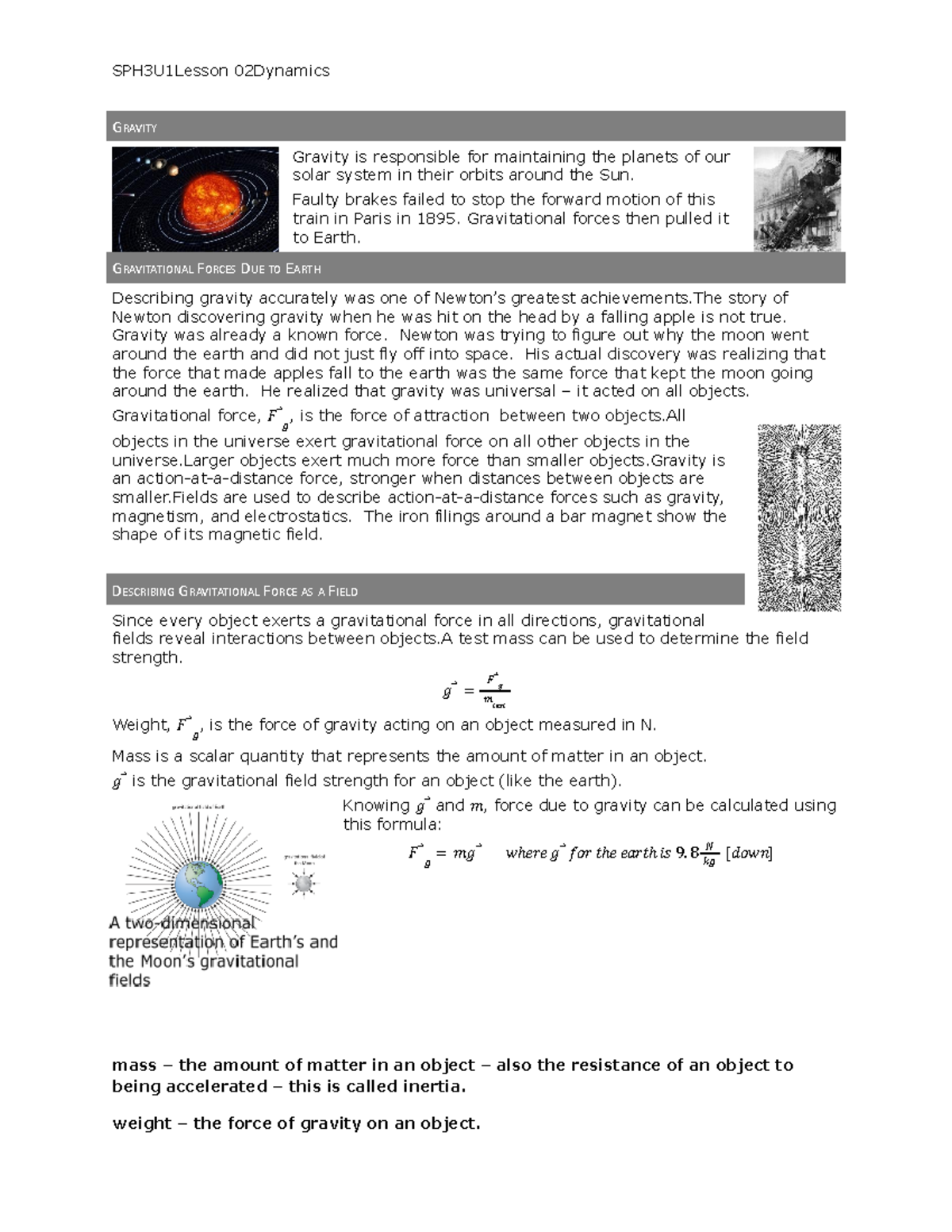 Lesson 2 - Universal Gravity - Google Docs - G RAVITY Gravity is ...