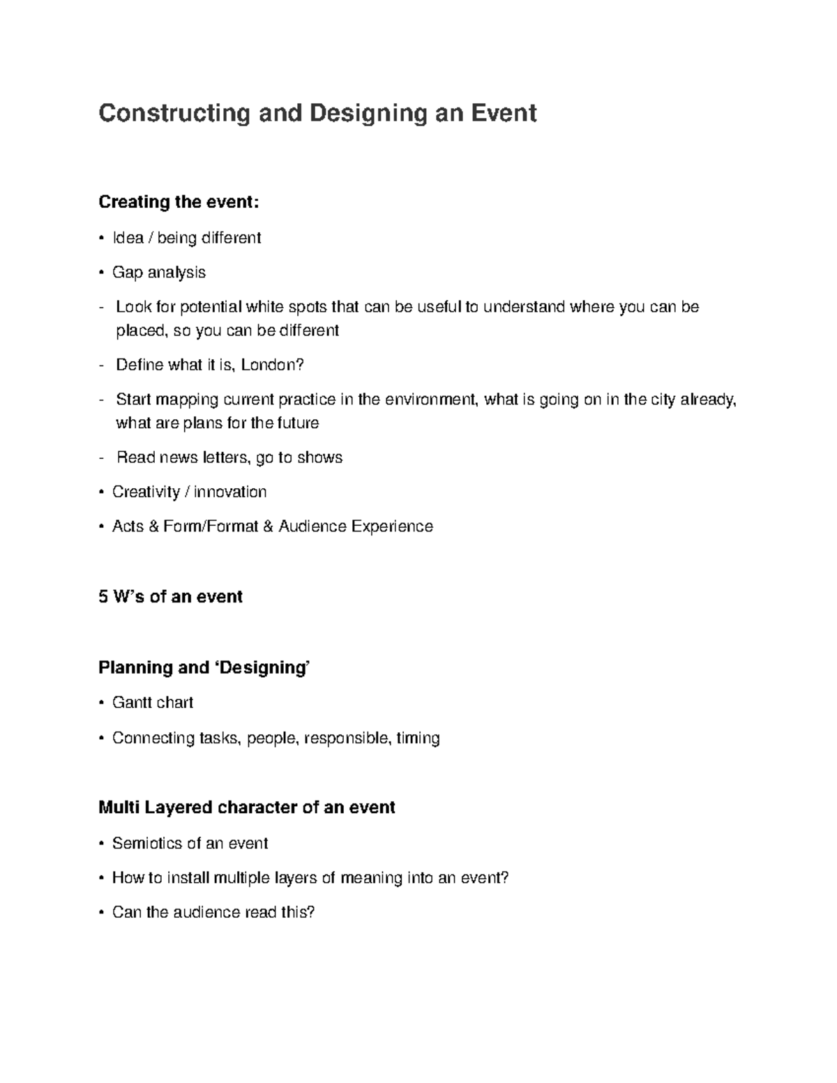 Constructing and Designing an Event - Constructing and Designing an ...