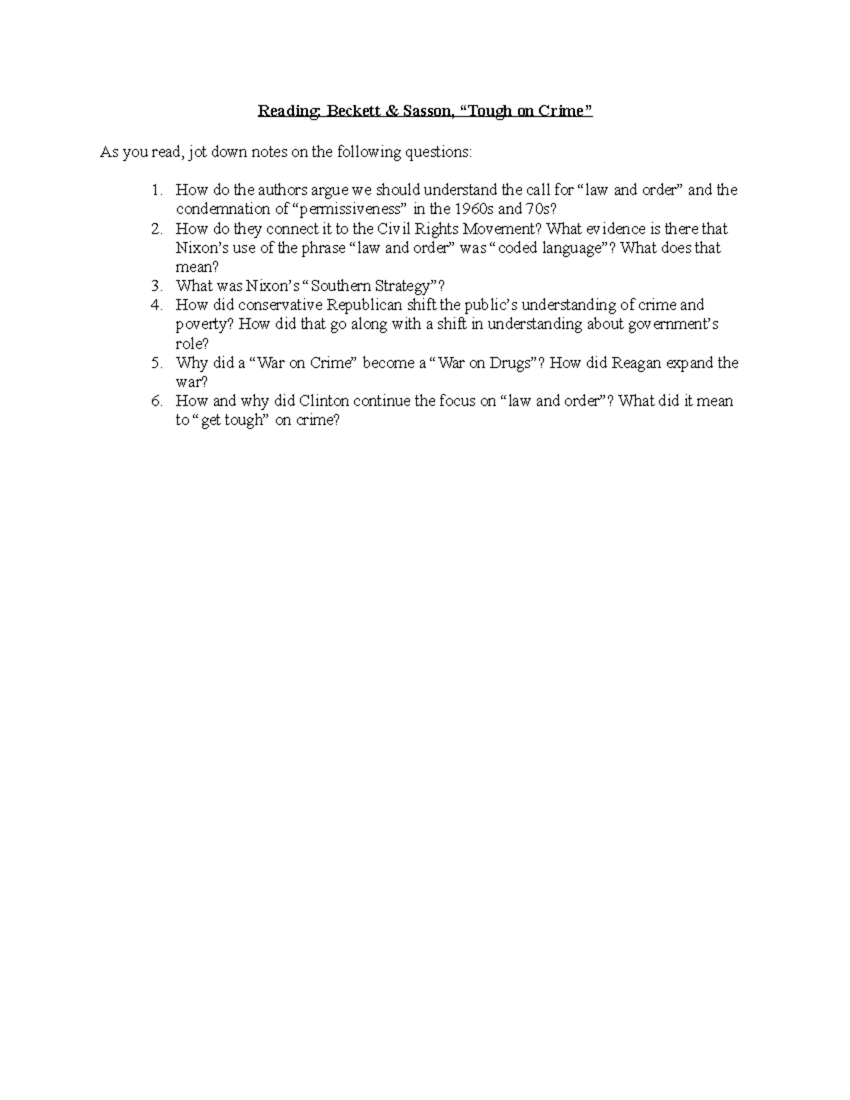 Beckett and Sasson, Tough on Crime - Reading: Beckett & Sasson, “Tough ...