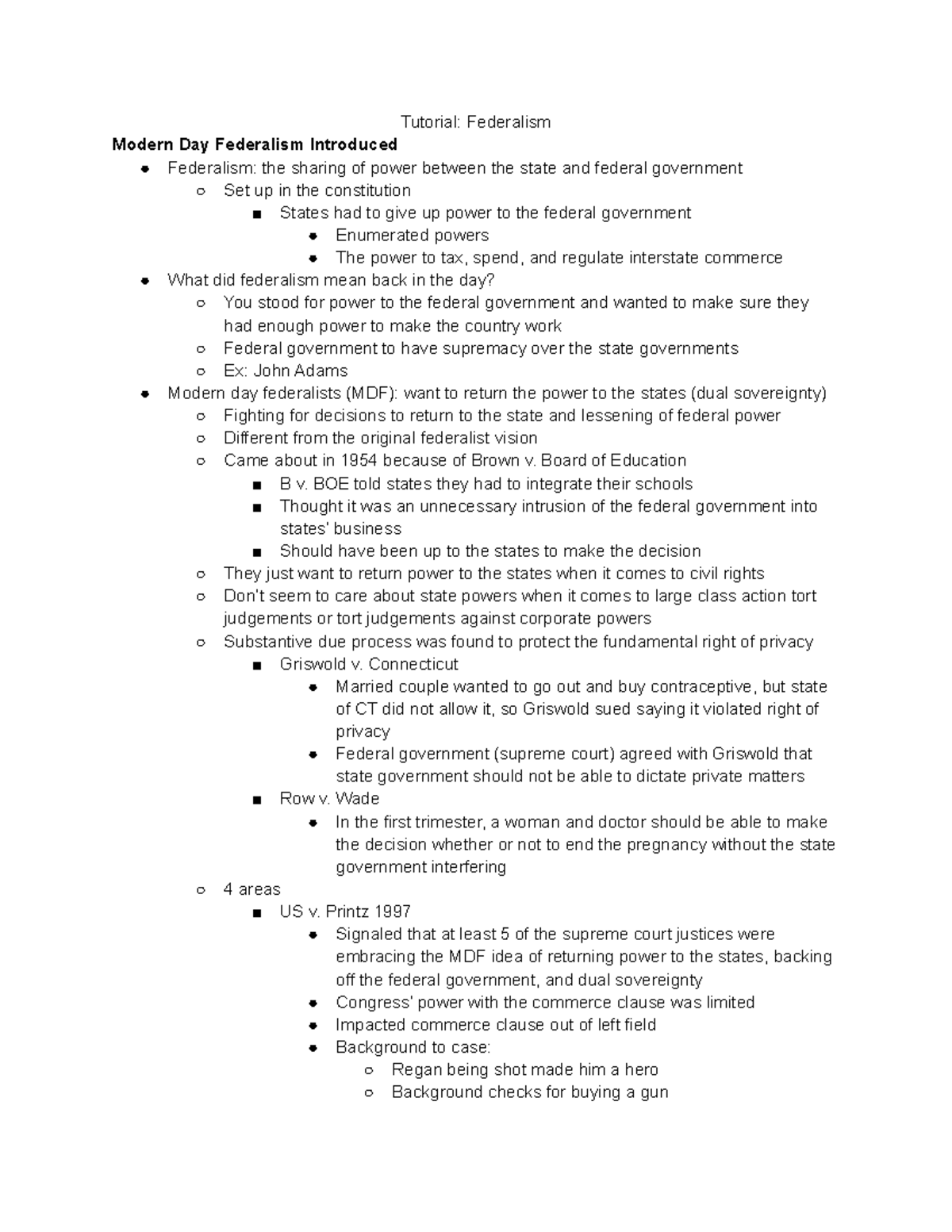 Tutorial Federalism - Tutorial: Federalism Modern Day Federalism ...