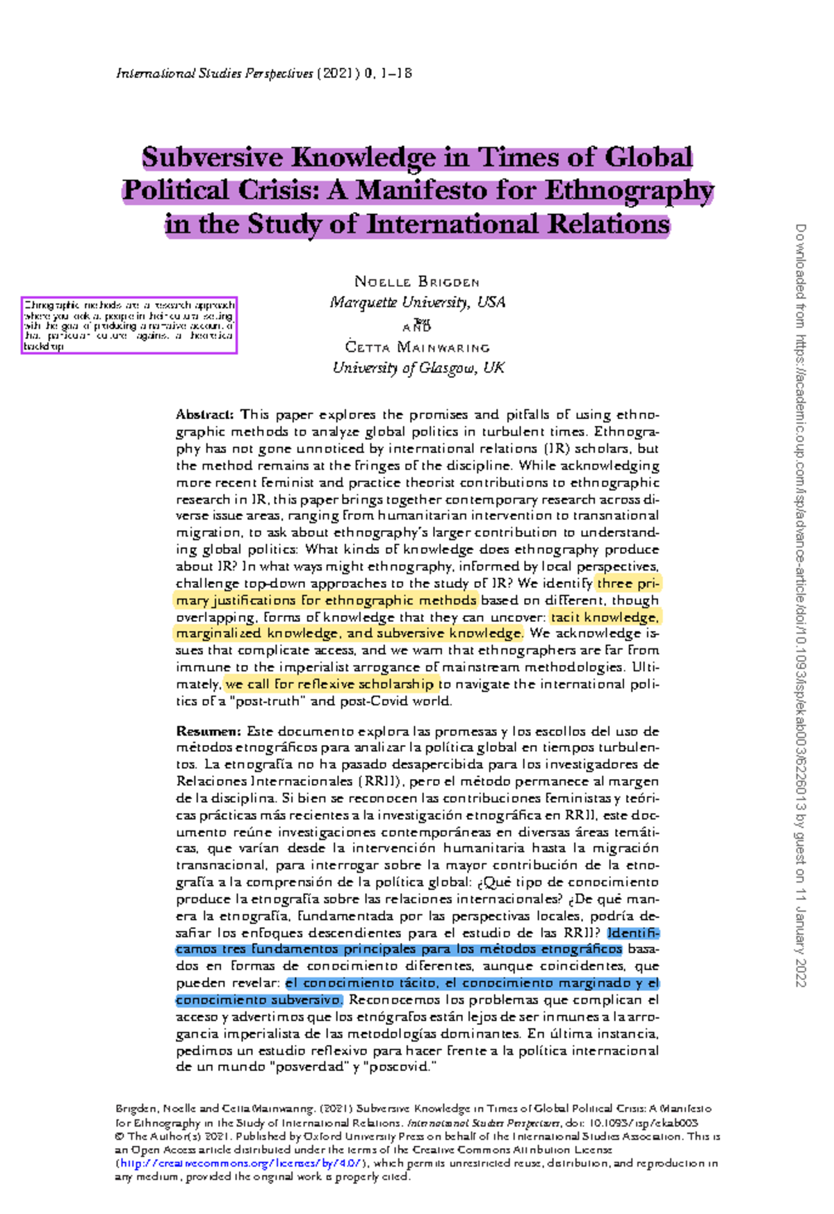 Subversive Knowledge in Times of Global Political Crisis - Ethnogra ...