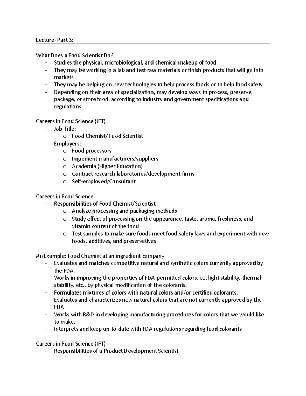Food Science - Lecture notes 25-28 - Lecture- Part 3: What Does a Food ...