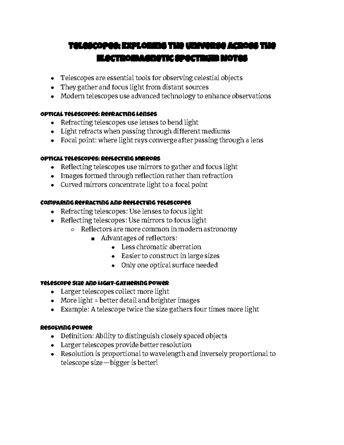 Teacher Copy Telescopes Exploring the Universe Across the ...