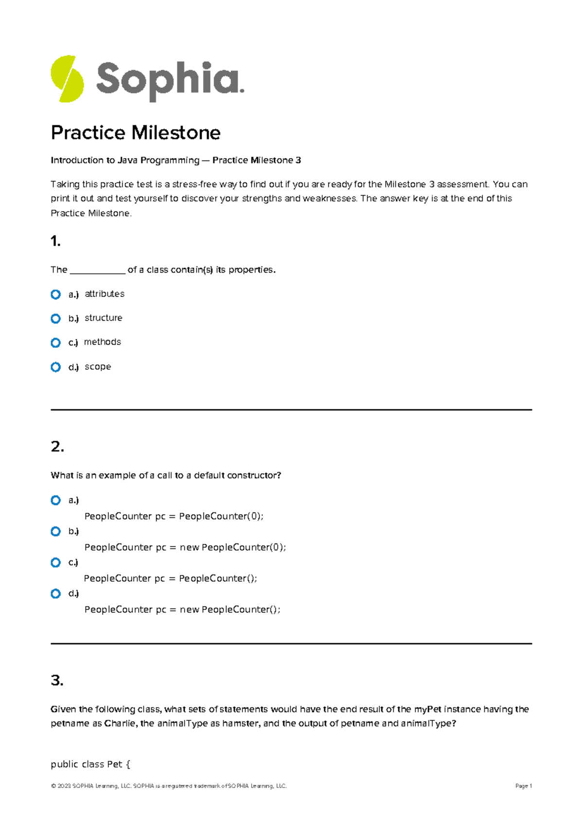 Cs1101 unit 3 practice milestone - a.) attributes b.) structure c ...