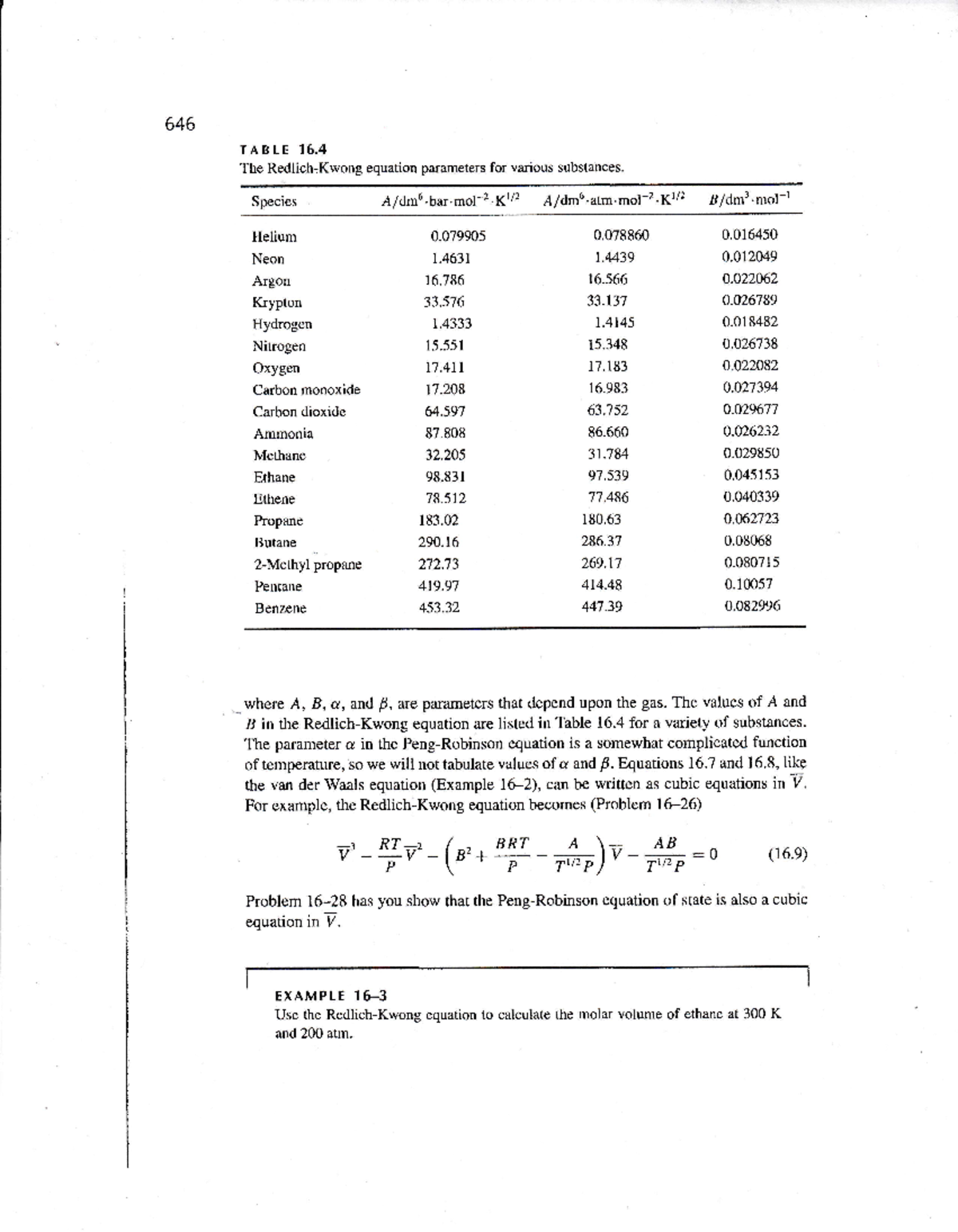Ejercicio 16. Ecuaciones de Estado. Redilich Kwong.