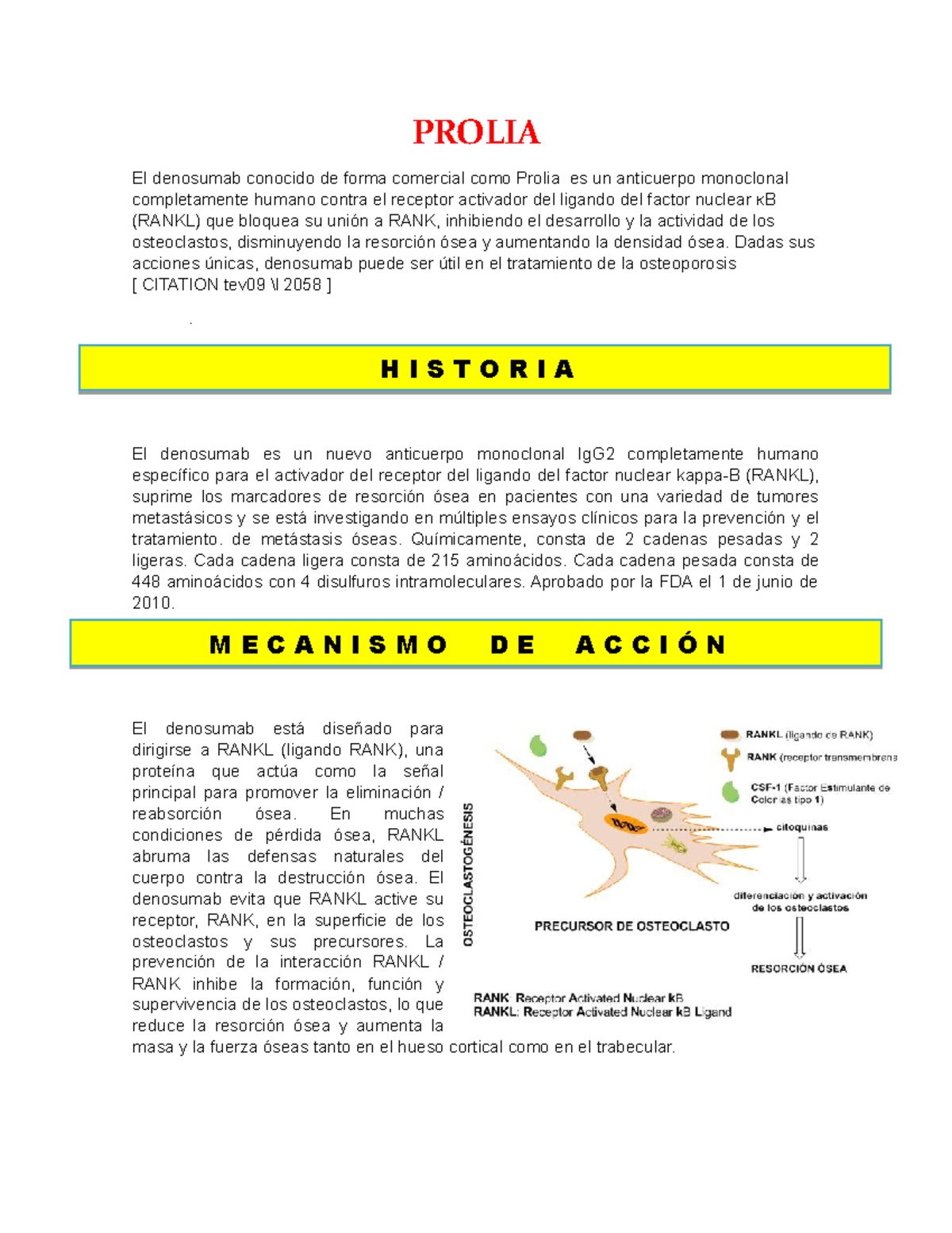Prolia - Resumen - PROLIA El denosumab conocido de forma comercial como ...