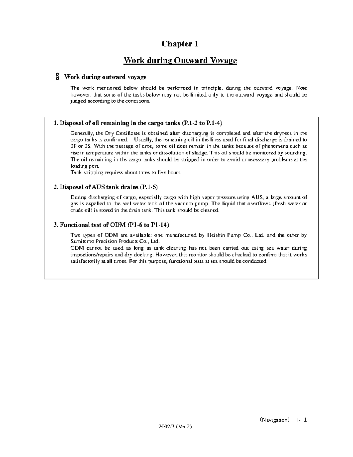 03 Work Under Voyage All Edit - （Navigation） 1- 1 Chapter 1 Work during ...
