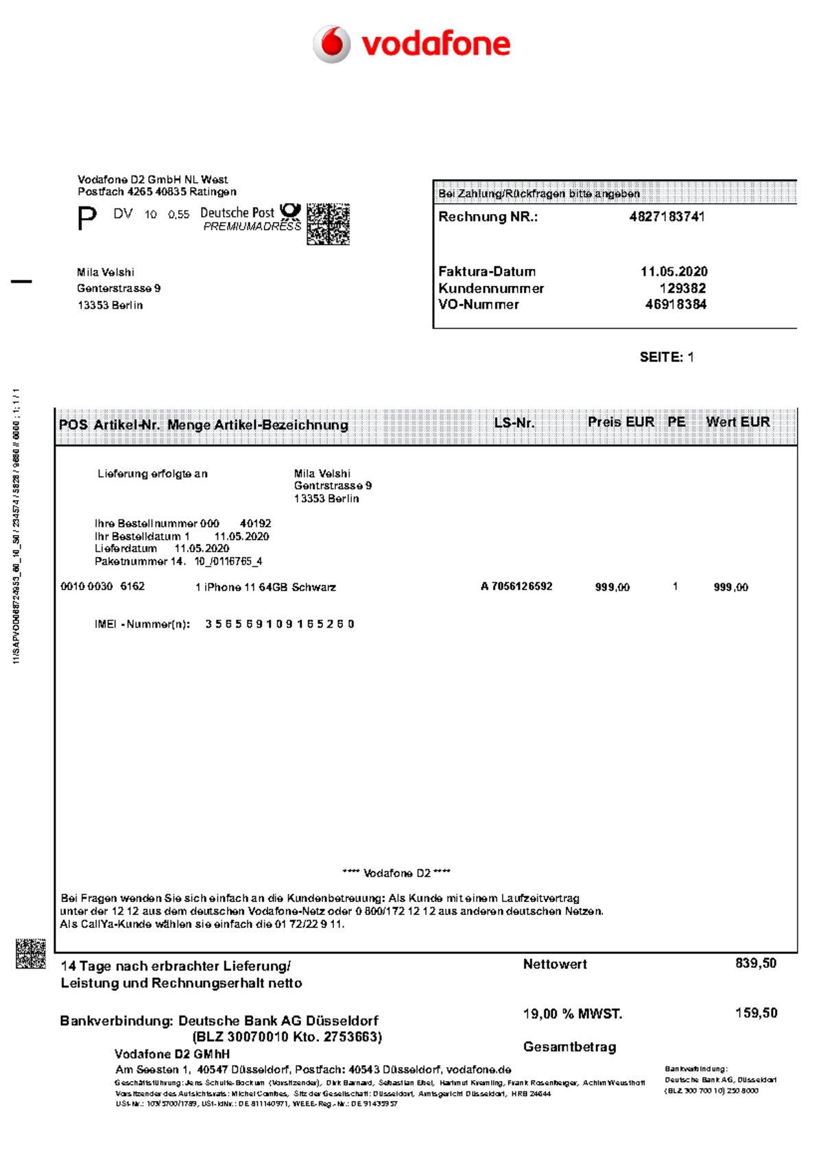 Iphone 11 ROW 64GB Black - Am Seesten 1, 40547 Düsseldorf, Postfach ...