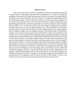 Reflection 1 Philippine under Martial Law - REFLECTION 1 “Philippine ...