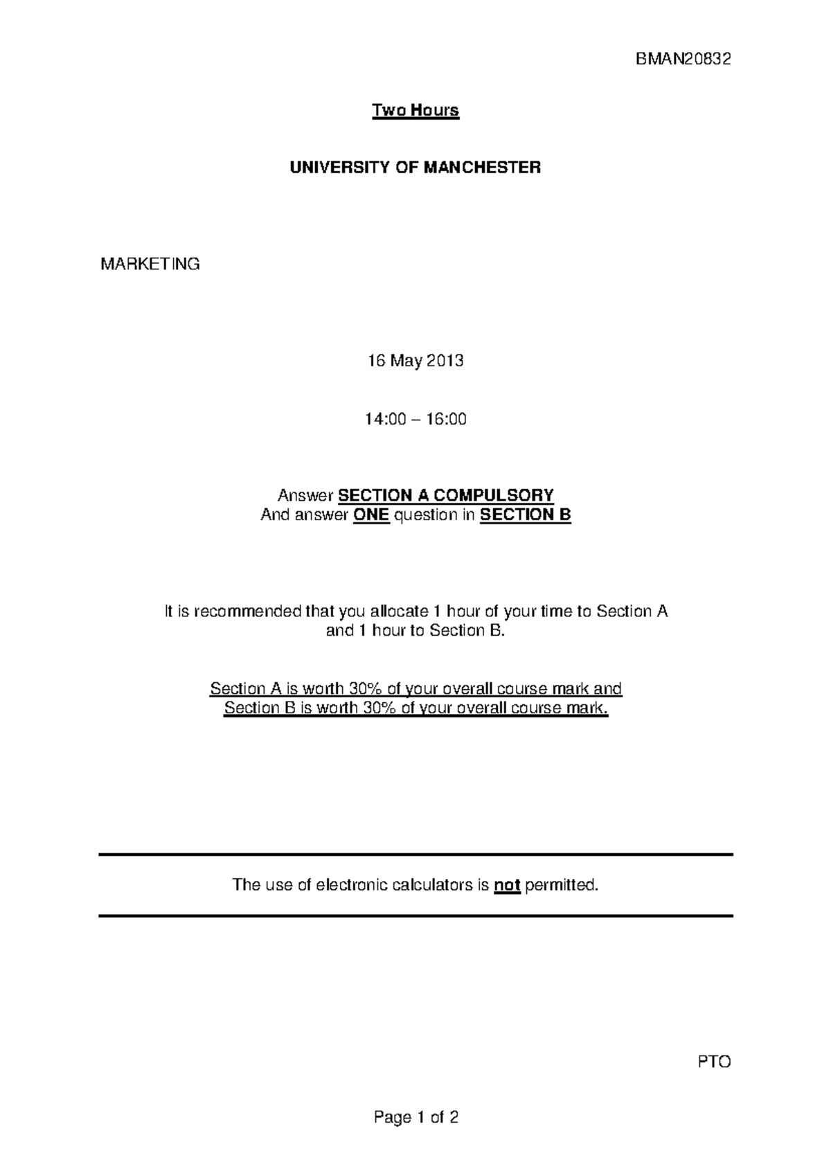 Exam 12 may 2013, questions - Warning: Popup annotation has a missing or invalid parent ...