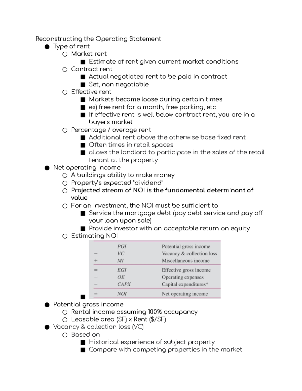Chapter 5 - notes! - Reconstructing the Operating Statement Type of ...