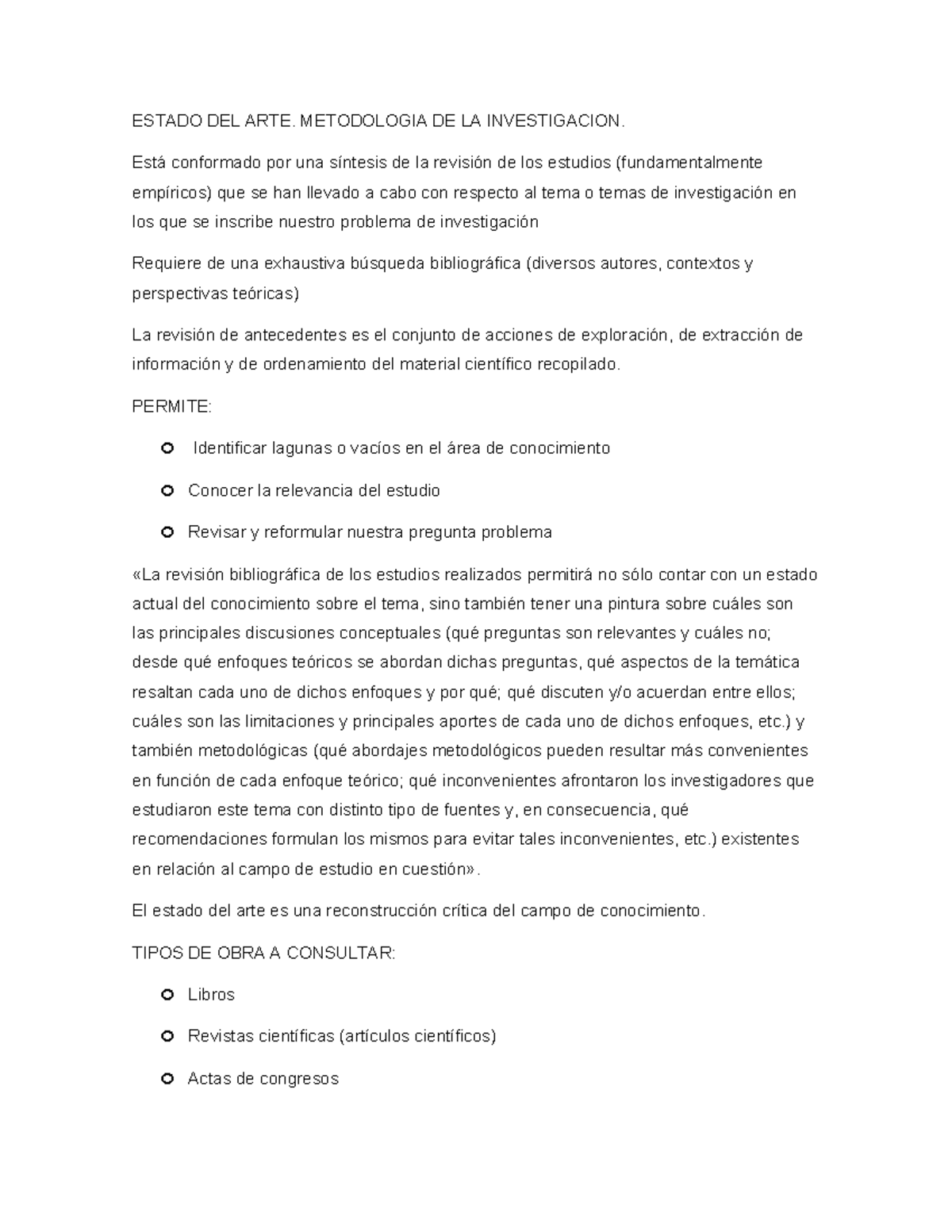 estado del arte - ESTADO DEL ARTE. METODOLOGIA DE LA INVESTIGACION. Está conformado por una ...