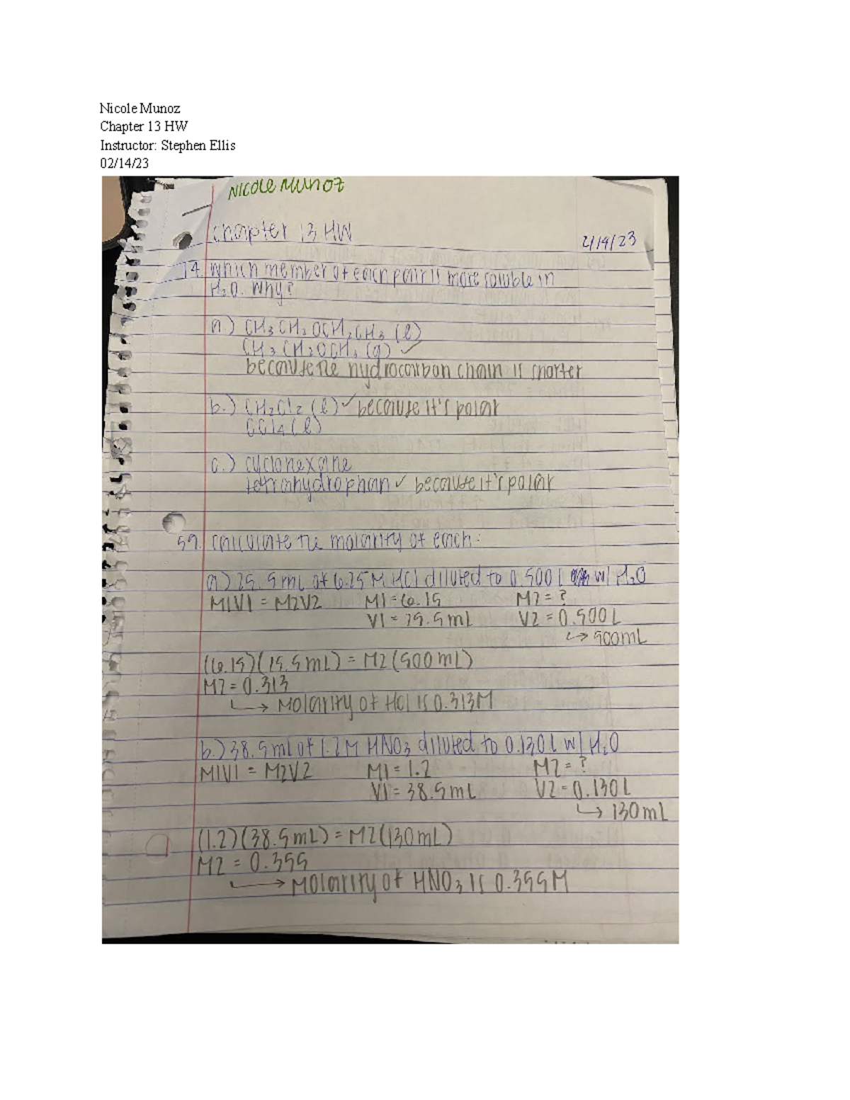 Chapter 13 HW - Homework - CHEMUA226 - Nicole Munoz Chapter 13 HW ...