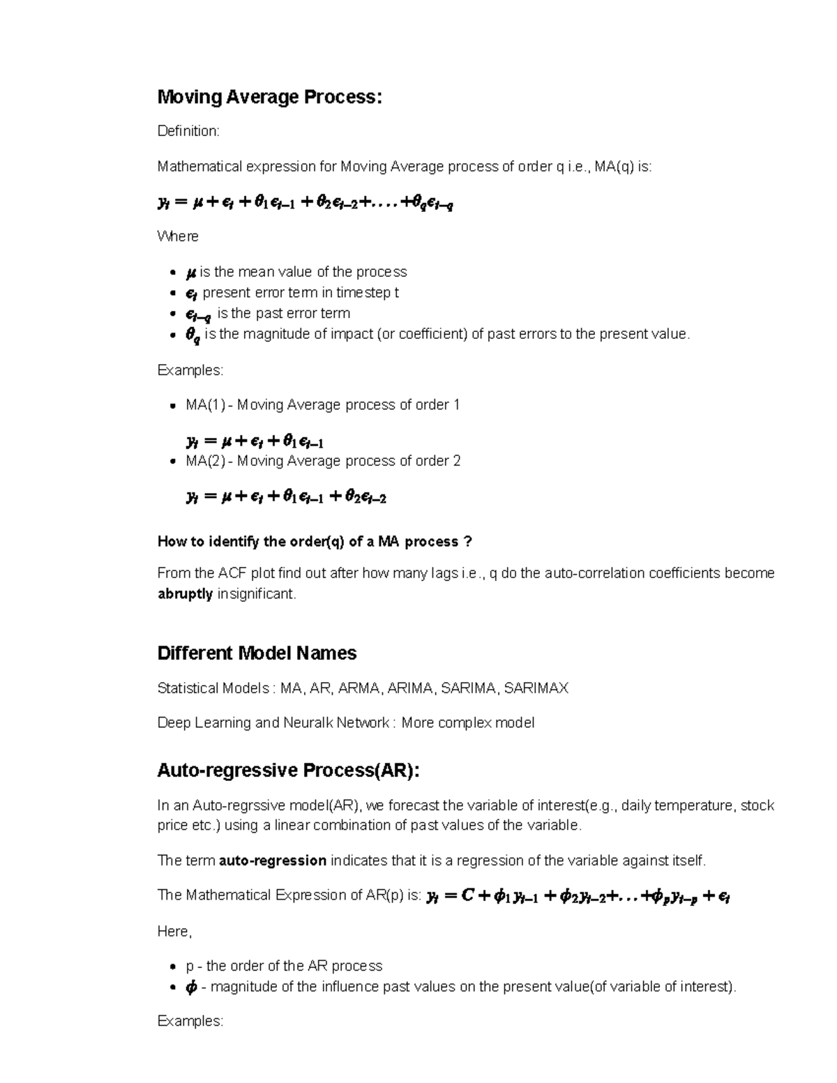 Moving Average Process Jupyter Notebook Moving Average Process Definition Mathematical