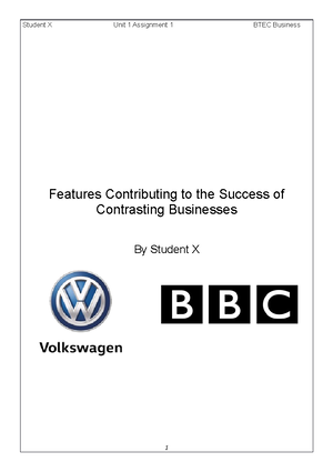 Unit 5 Assignment 1 Business Assignment All complete DISTICTION LEVEL ...