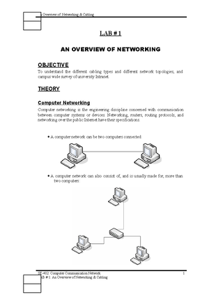 Lab 1 - Computer networking labs - 1 SSUET/QR/ LAB # 01 AN OVERVIEW OF NETWORKING OBJECTIVE ...
