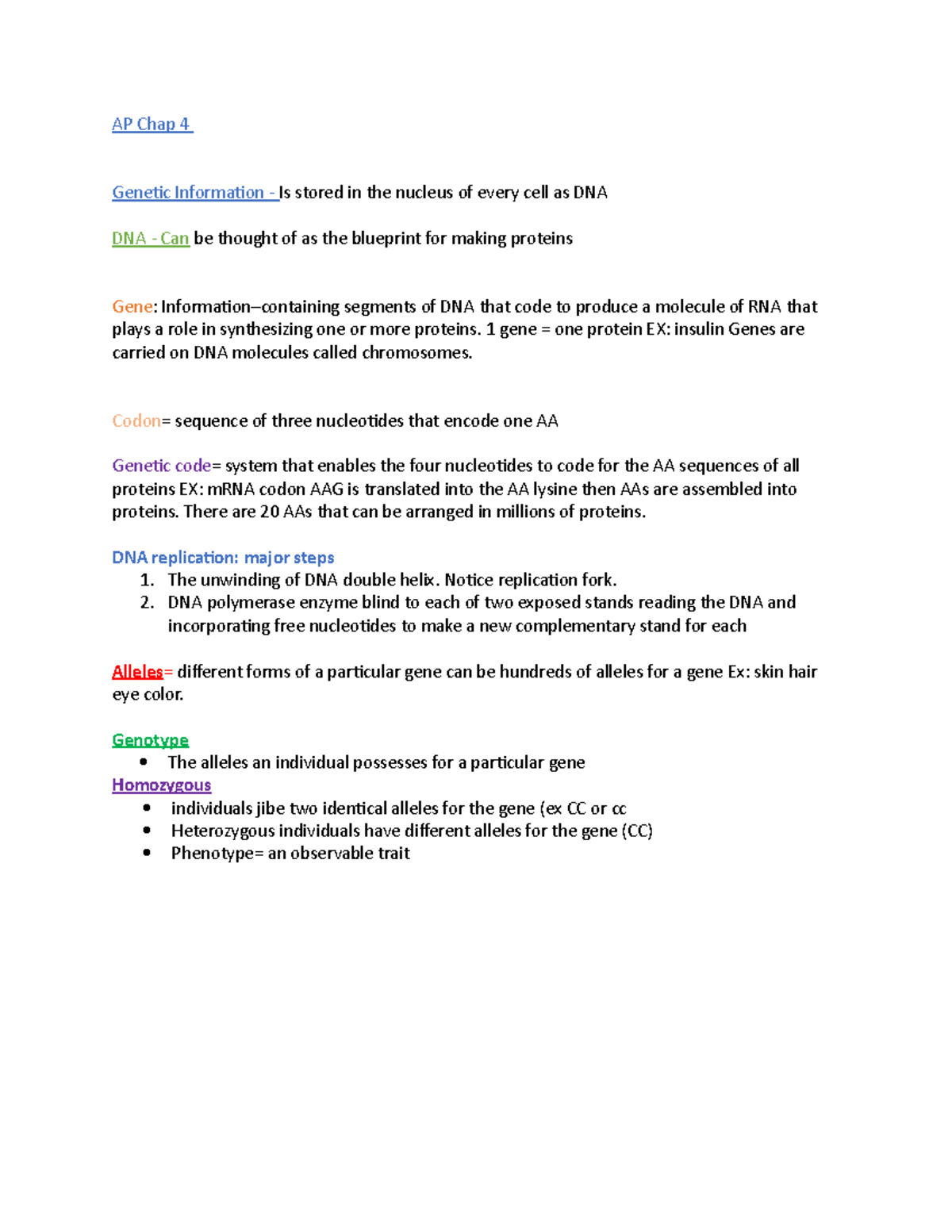 AP Chap 4 - AP Chap 4 - AP Chap 4 Genetic Information - Is stored in ...