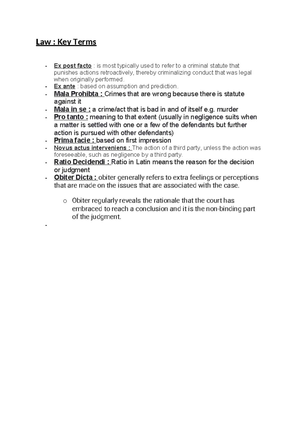 Law Dictionary - Law : Key Terms - Ex post facto : is most typically ...