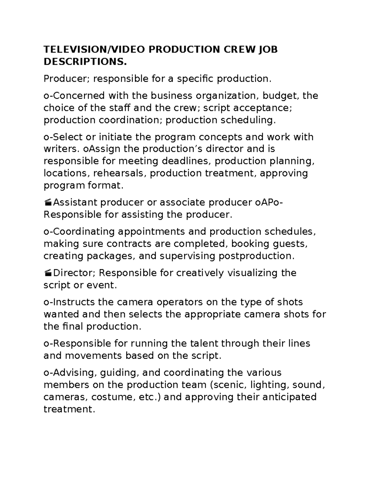 Day 3 - Important notes on programming - TELEVISION/VIDEO PRODUCTION ...