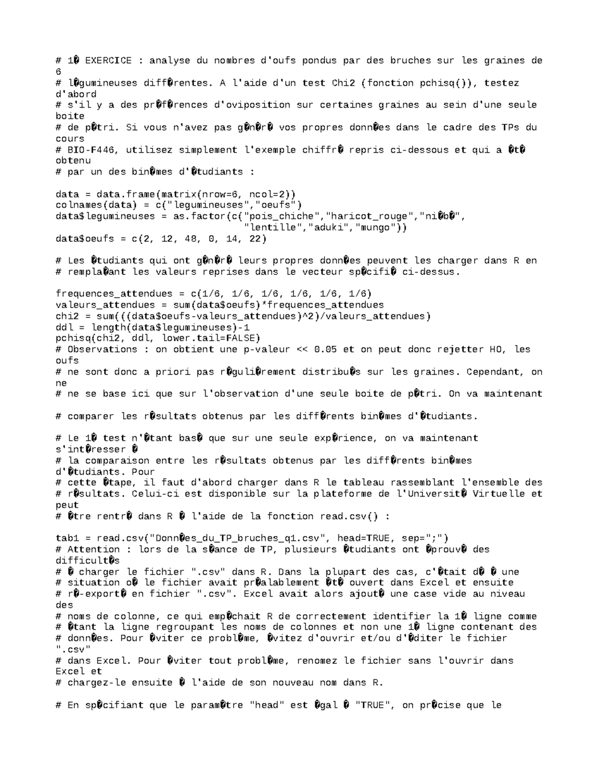 TP5 Correction 2021 22 - 1 EXERCICE : analyse du nombres d'oufs pondus par des bruches sur les ...