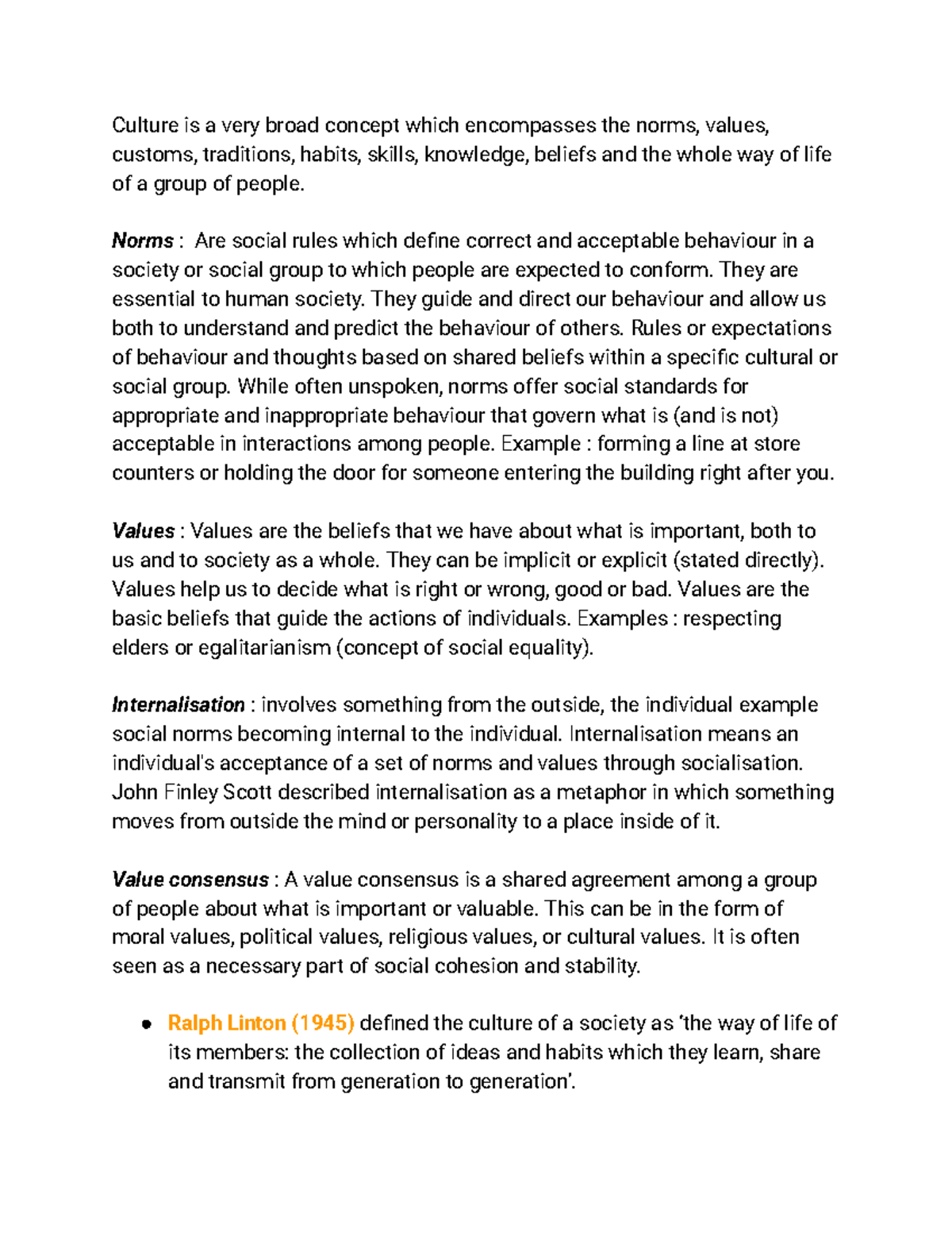 Socialisation Revision - Culture is a very broad concept which ...