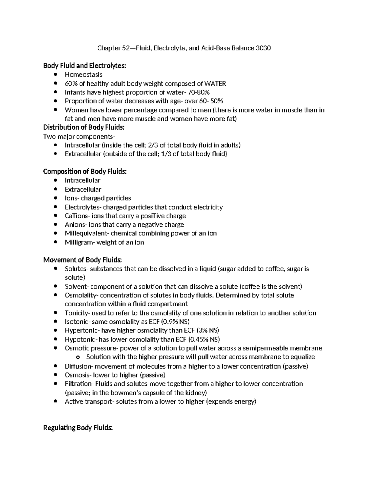 Fluid electrolyte acid base balance fundamentals - Chapter 52—Fluid ...