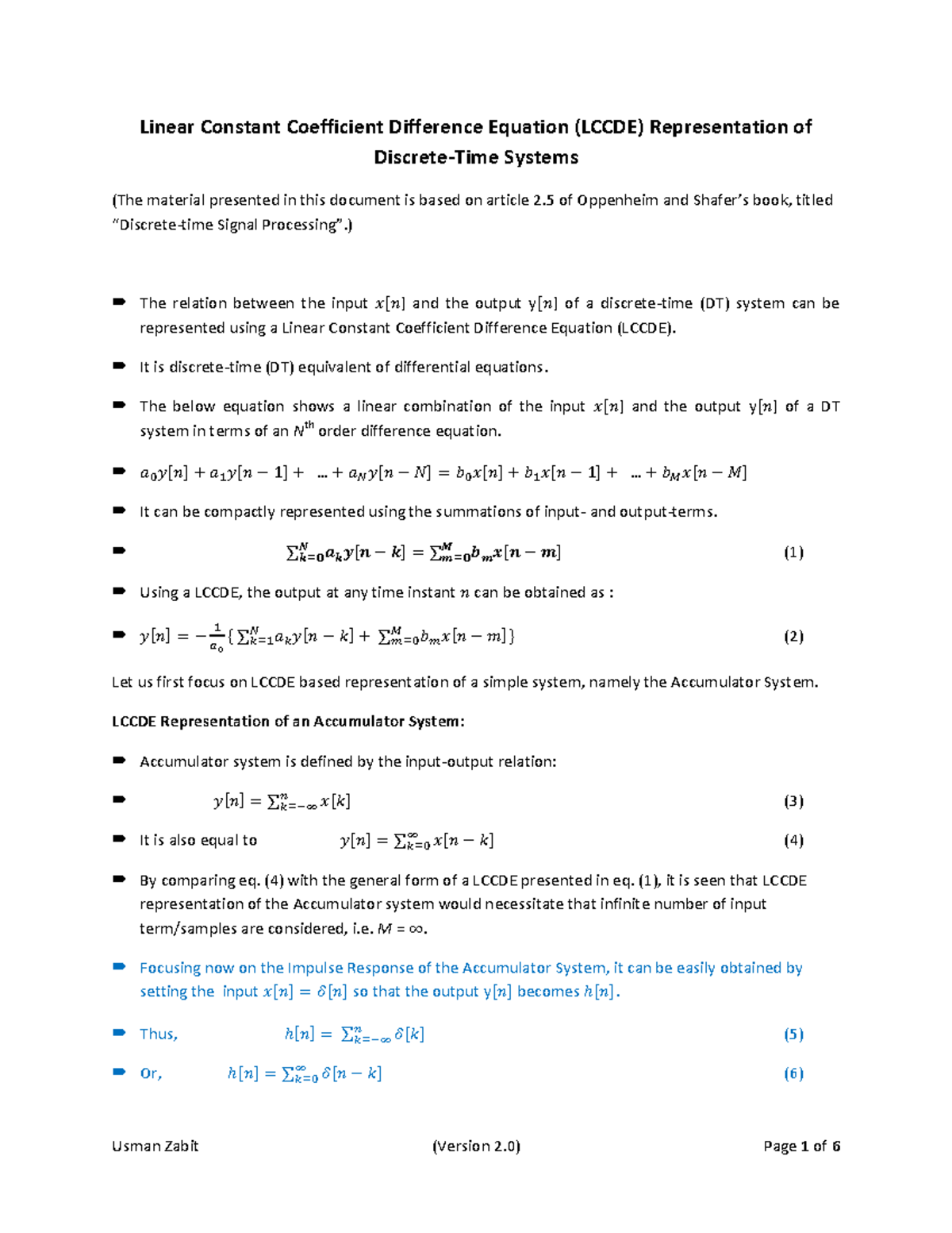 Linear Constant Coefficient Difference Equation - Version 2 - Warning ...