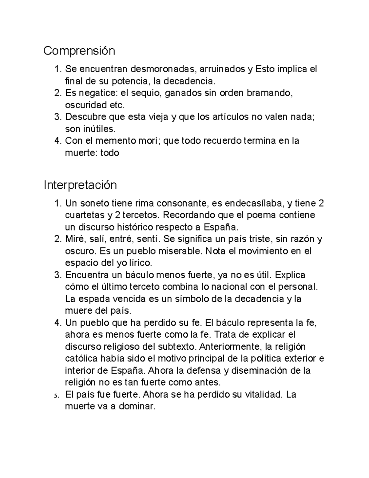 Mire los muros de la patria mia - Comprensión Se encuentran ...