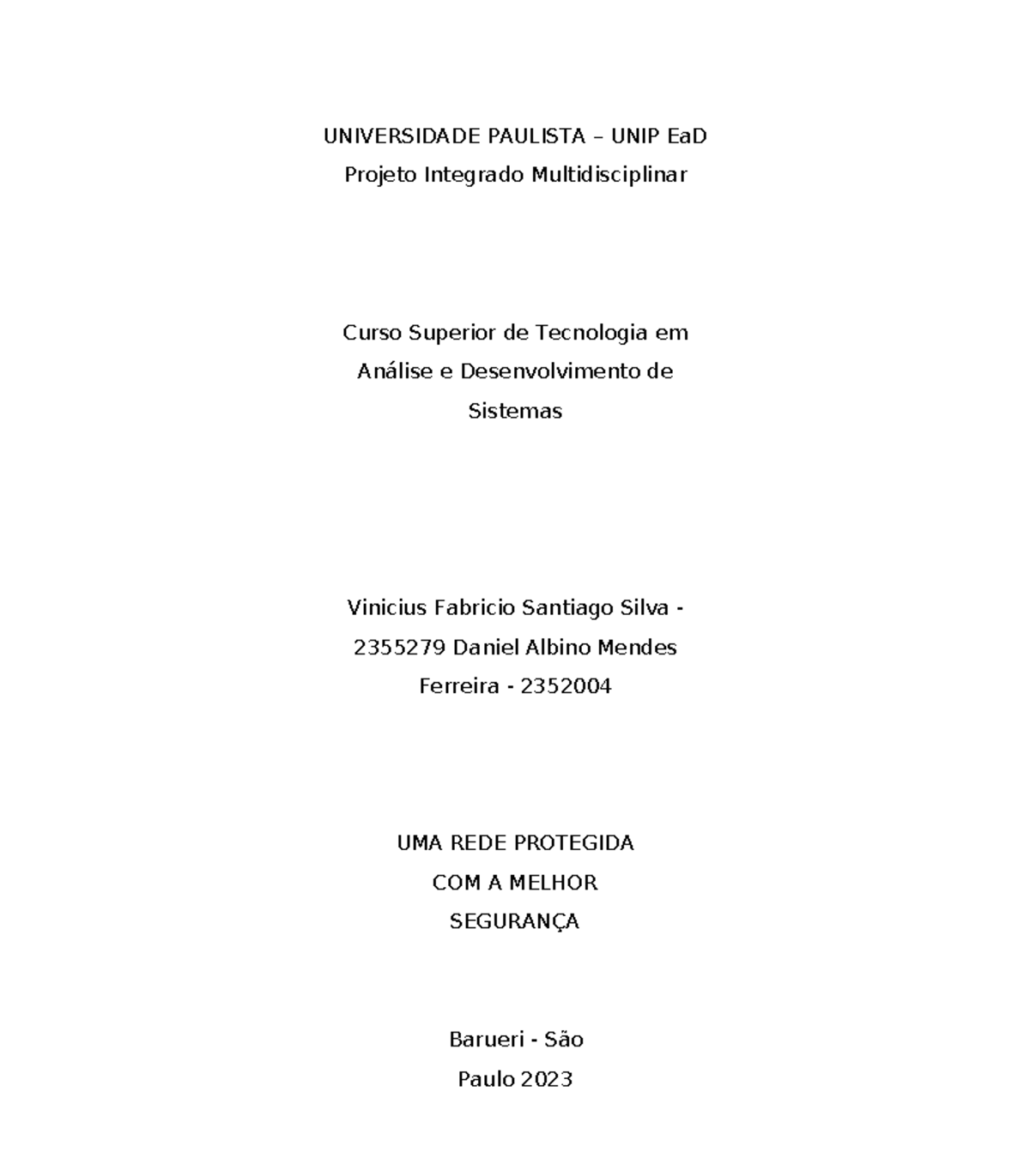 PIM UNIP - trabalho pim - UNIVERSIDADE PAULISTA – UNIP EaD Projeto ...